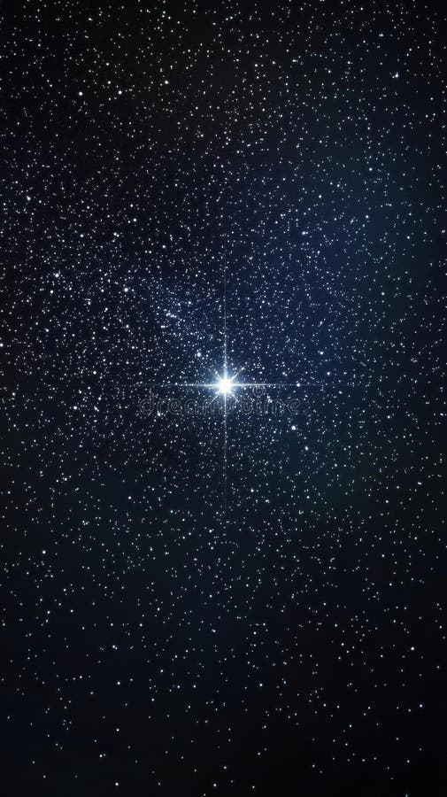 A Single Star Shining Bright in a Vast Night Sky Stock Illustration ...