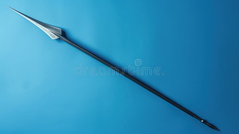 A Close-Up View of a Single Steel Spear on a Blue Background Stock ...