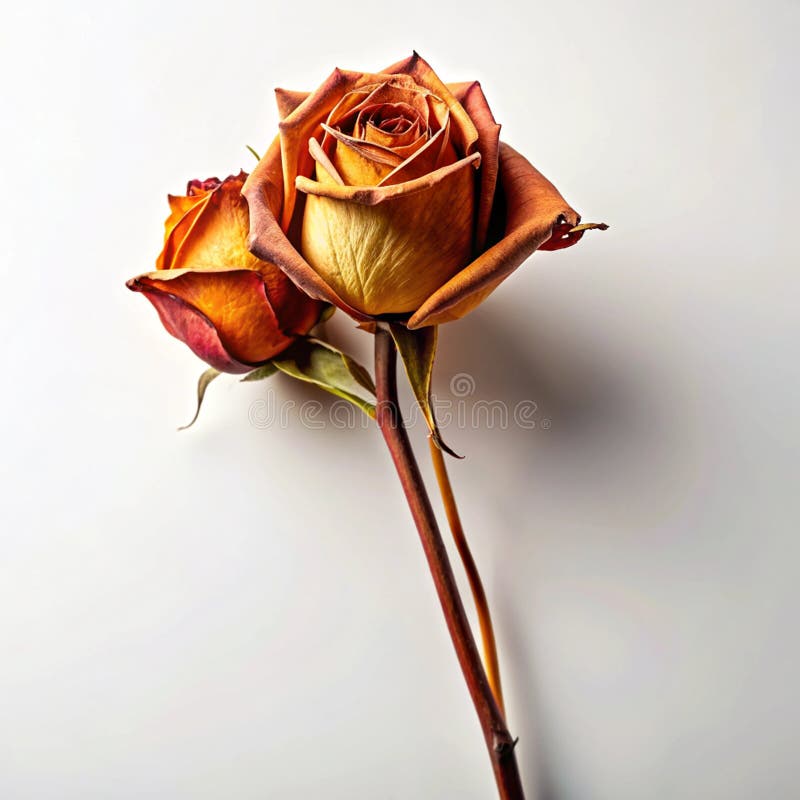 Single Stick of Dried Rose. Stock Illustration - Illustration of leaf ...