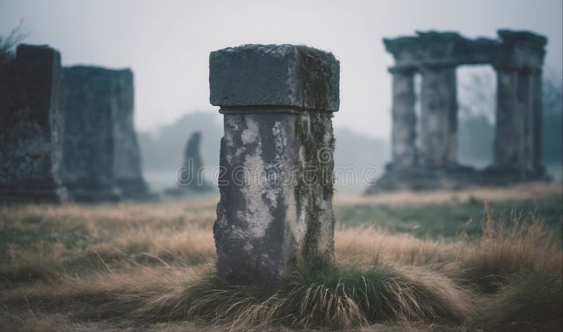 A Single Stone Pillar Stands in a Field of Tall Grass, Surrounded by ...