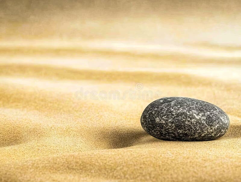 A Single Stone Sitting on Top of a Sandy Beach Stock Image - Image of ...