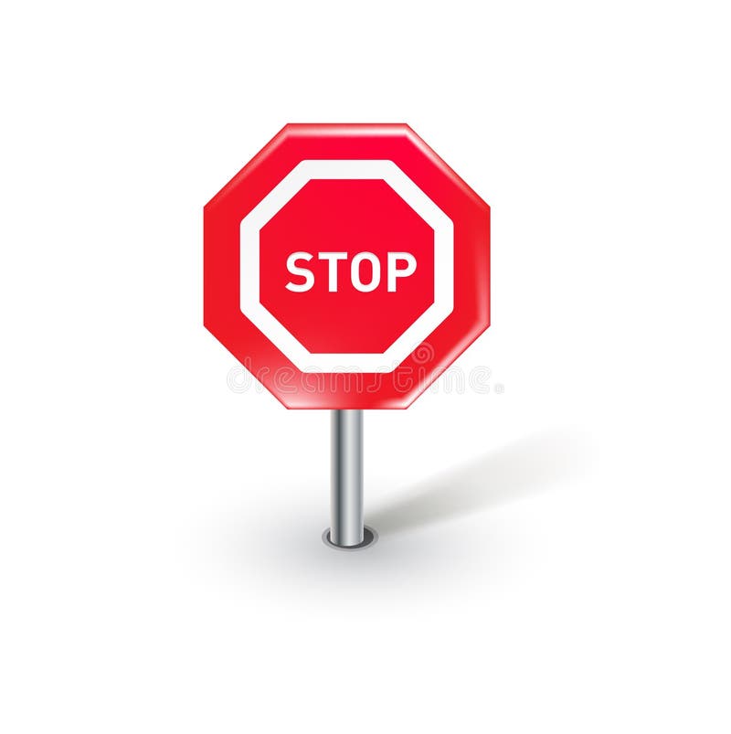 Single Stop Sign Isolated on White Stock Vector - Illustration of metal ...