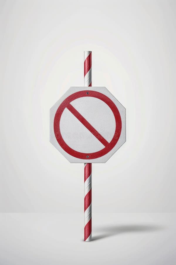 A Single Stop Sign with a Striped Pole Standing Upright, a Common ...