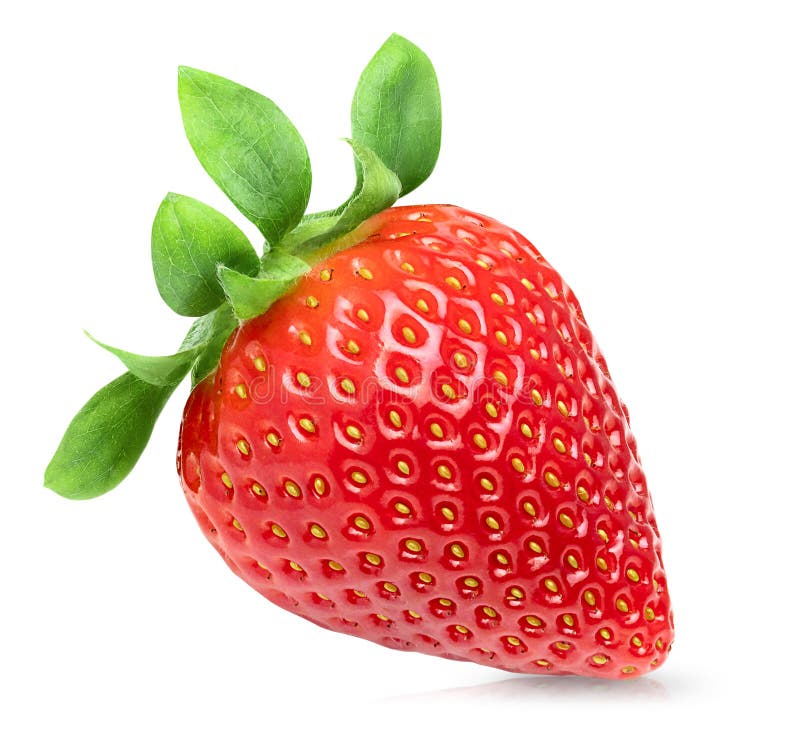 Single Strawberry Berry on White Background Stock Image - Image of food, green: 248459361