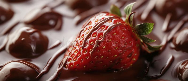 A Single Strawberry Drizzled with Chocolate Sauce Stock Illustration ...