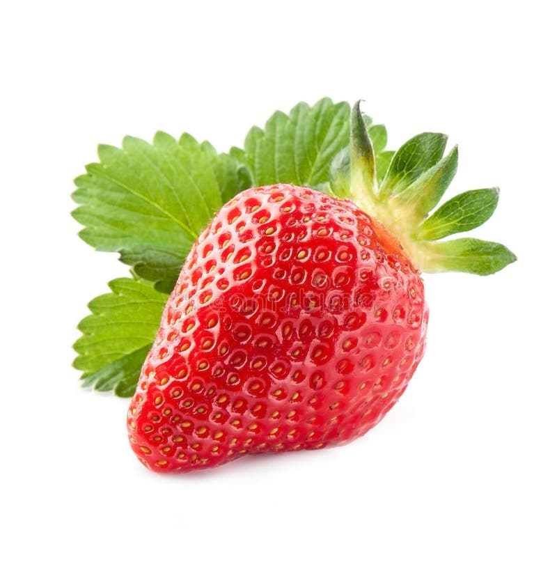 Single Strawberry with Leaves Stock Photo - Image of natural ...