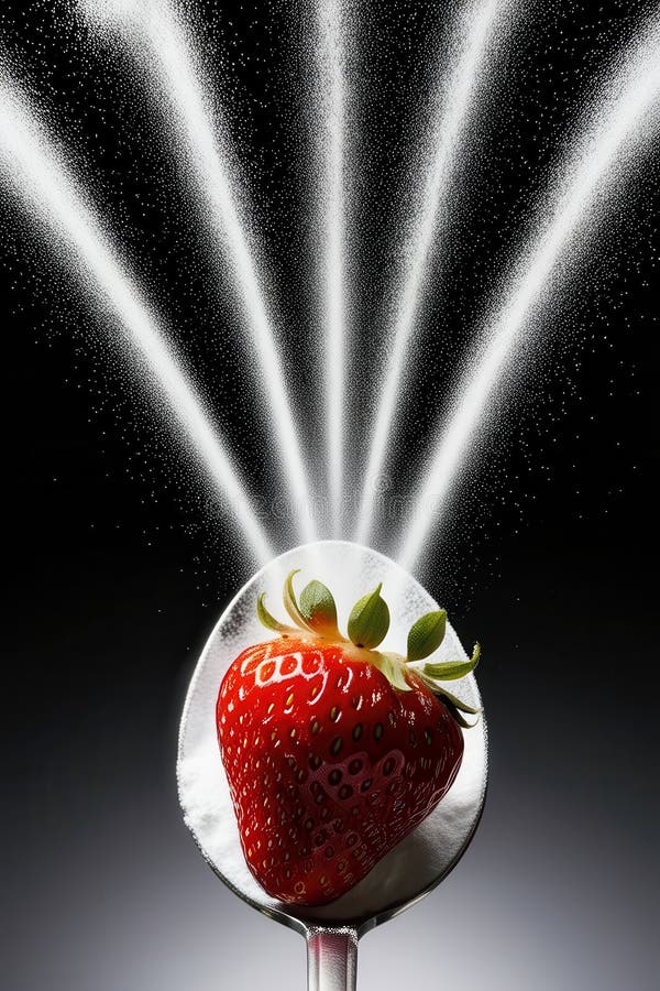 Single Strawberry with Sugar Sprinkle in Cocktail Shaker, Dark Bg Stock ...