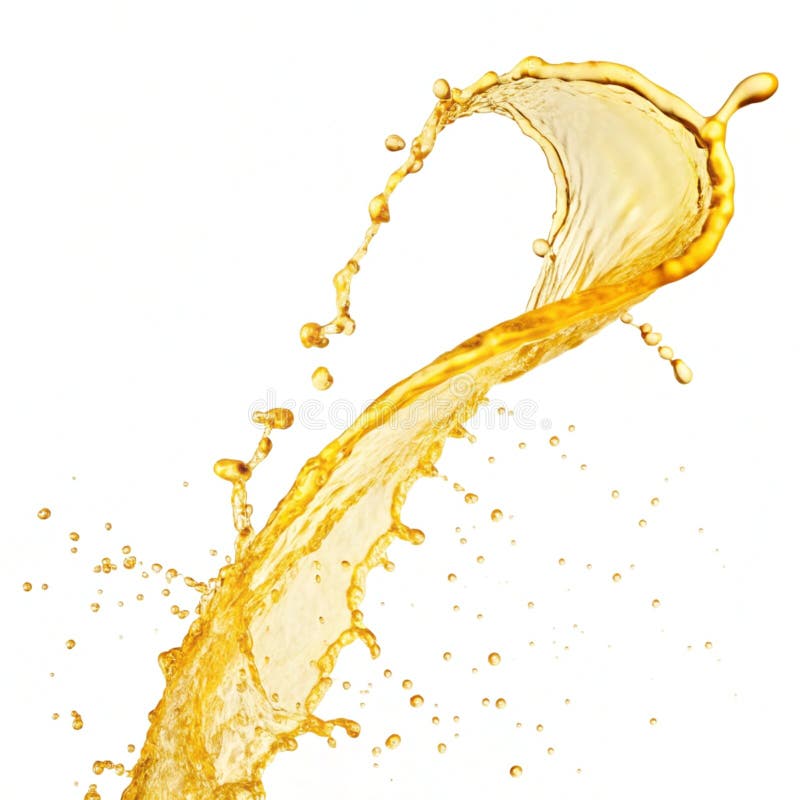 Single Stream of Yellow Liquid with S-shaped Flow Splashing Isolated ...