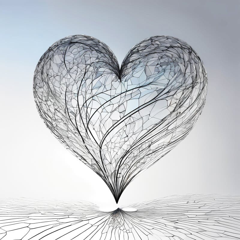 Single Stroke Continuous Line Drawing Heart, Abstract Background, Sharp ...