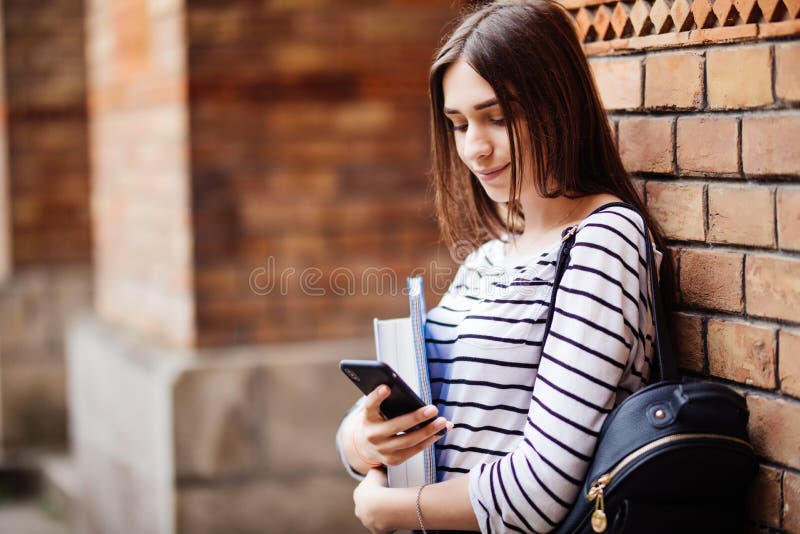 Single Student Girl Studying Reading Notes Stock Image - Image of ...