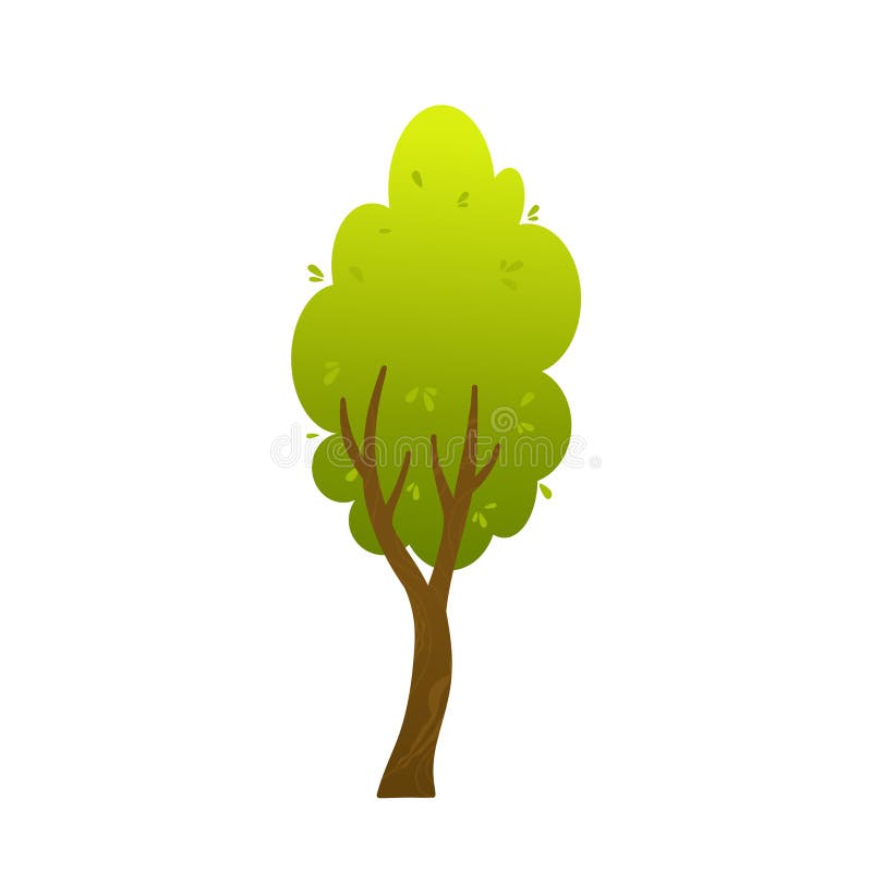 Single Stylized Green Tree with Vertically Elongated Foliage and ...