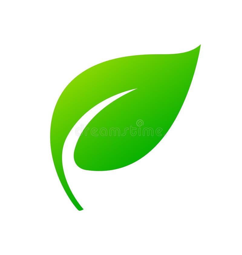Single Stylized Lush Green Leaf with Stem Icon Stock Vector ...