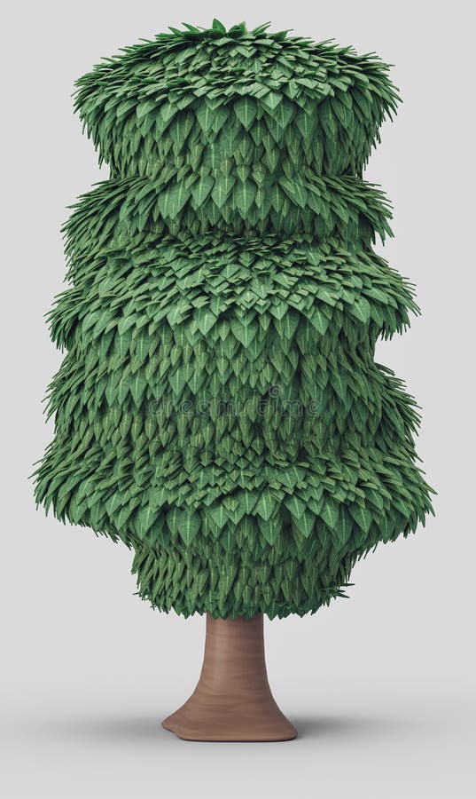 Single Stylized Tree Model with Covered with Green Leaves, 3d Rendering ...