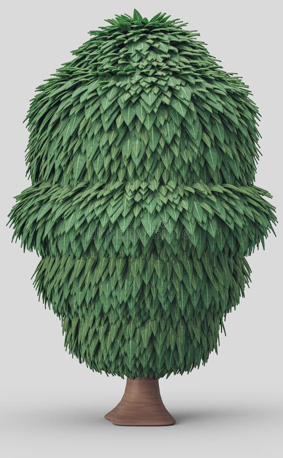 Single Stylized Tree Model with Covered with Green Leaves, 3d Rendering ...
