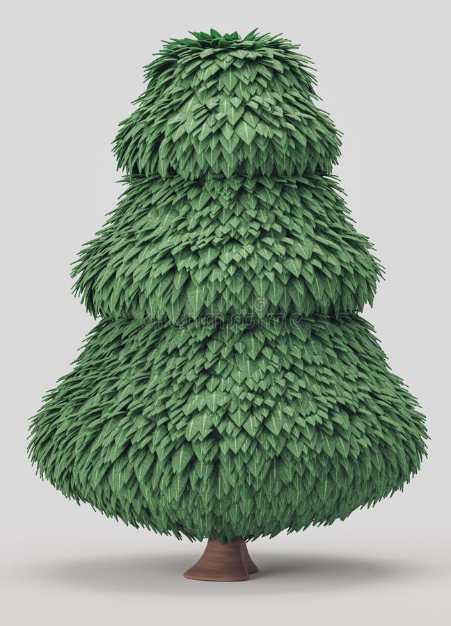 Single Stylized Tree Model with Covered with Green Leaves, 3d Rendering ...