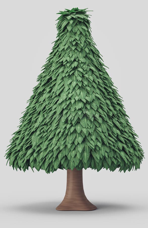 Single Stylized Tree Model with Covered with Green Leaves, 3d Rendering ...