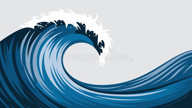 Single Stylized Wave with Perfect Curve on White Background. Stock ...