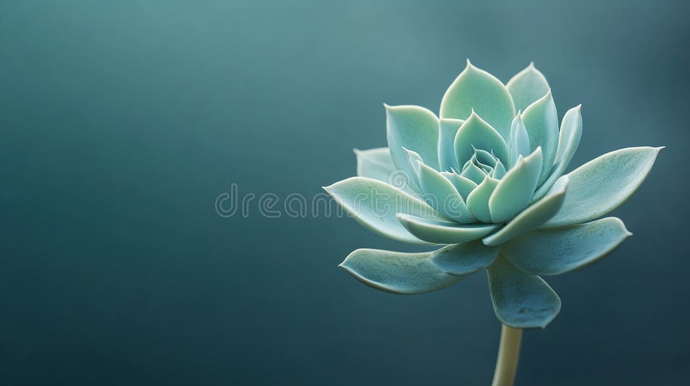Single Succulent Plant on Teal Background Stock Photo - Image of ...