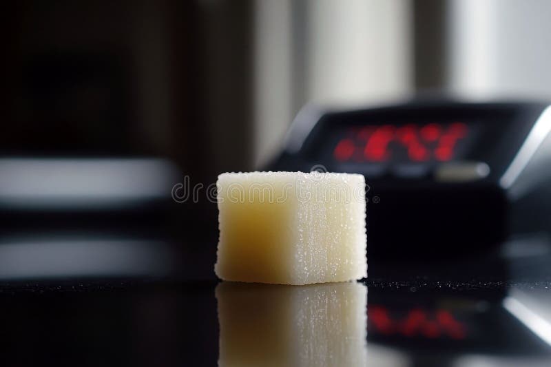 Single Sugar Cube with Blurred Background, Diabetes Awareness. Stock ...