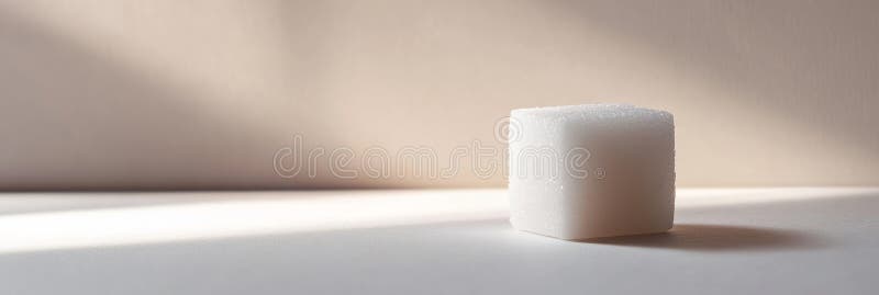 Single Sugar Cube Casting a Shadow on White Surface Stock Image - Image ...