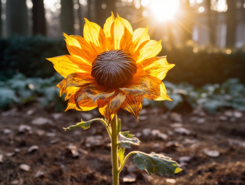 A Single Sunflower in the Middle of a Field Stock Illustration ...