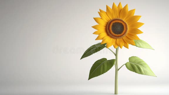 Single Sunflower Minimalist 3D Render,Nature,Botanical Sunflower, 3d ...