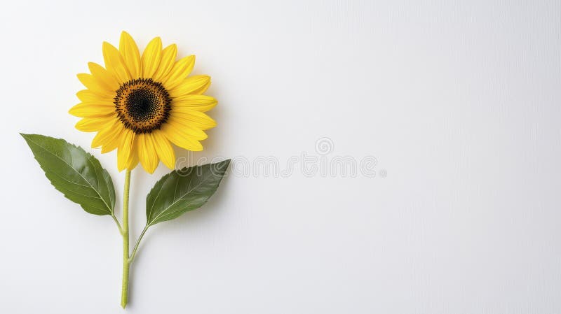 Single Sunflower on White Background Simple Floral Design Stock Image ...