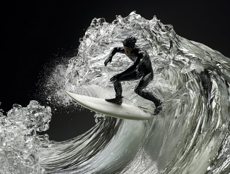 A Single Surfer Navigating a Colossal Wave in the Wide-open Ocean ...