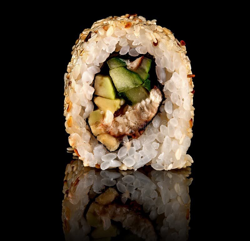 Single Sushi Roll California Stock Image - Image of cheese, meal: 136609781