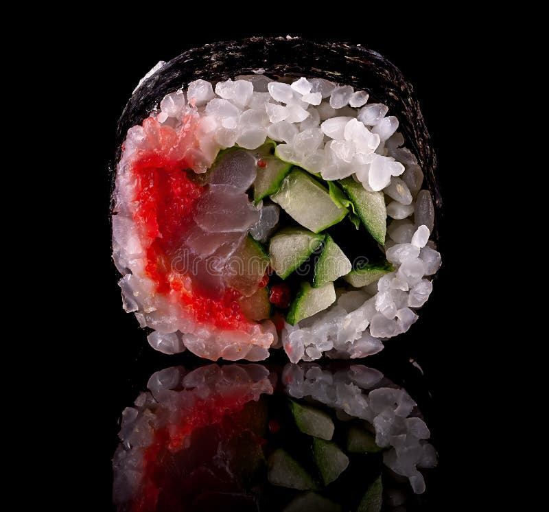 Single Japan Sushi Roll In The Chopsticks Stock Image - Image of ...