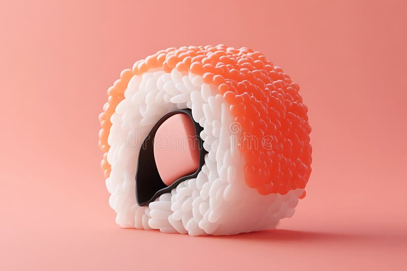 Single Sushi Roll with Pink Background Stock Illustration ...