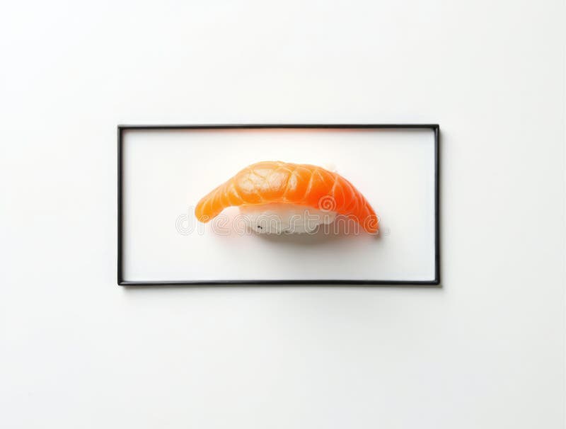 A Single Sushi Roll Placed Precisely in the Center of a Thin Black ...