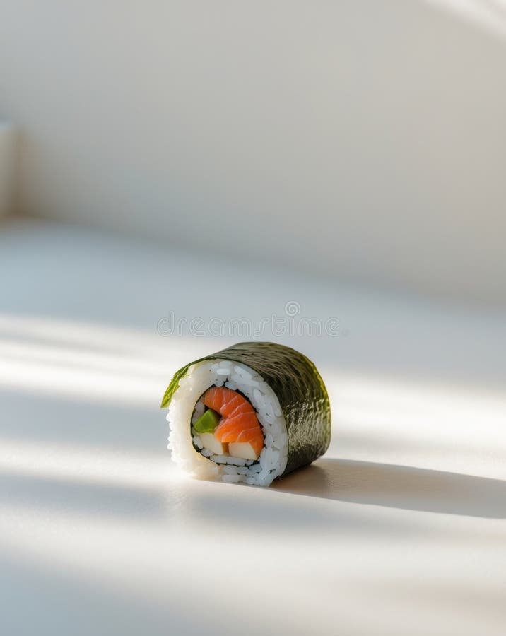 A Single Sushi Roll with Rice and Seaweed Stock Illustration ...