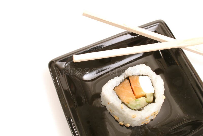 Single Sushi on White on Top Stock Image - Image of culture, ginger ...