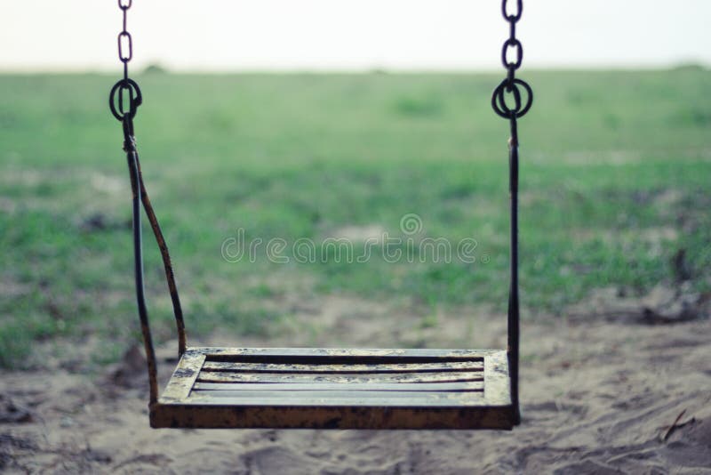 Single Swing Seat and Shadow in Playground Stock Image - Image of child ...