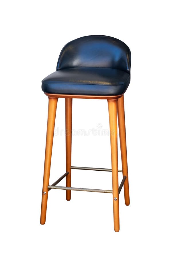 Single Tall Wooden Leg Stool Isolated on White Stock Image - Image of ...