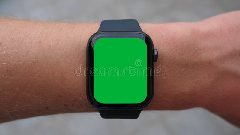 Single Tapping a Green Screen Smartwatch Stock Image - Image of apps ...