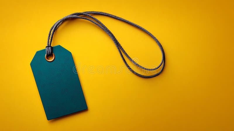 A Single Teal Colored Tag with a Grey String Hangs Against a Vibrant ...