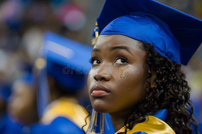 A Single Tear Rolls Down a Students Cheek As they Graduate High School ...