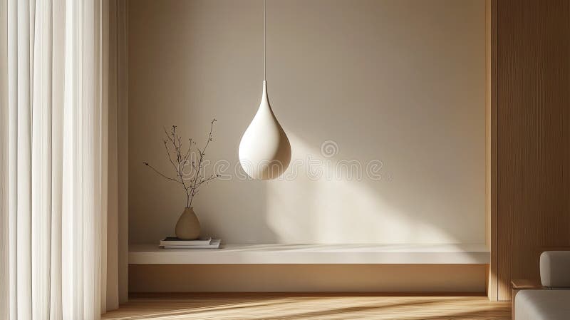 A Single Teardrop-shaped Pendant Light Hanging in a Clean, Modern Room ...