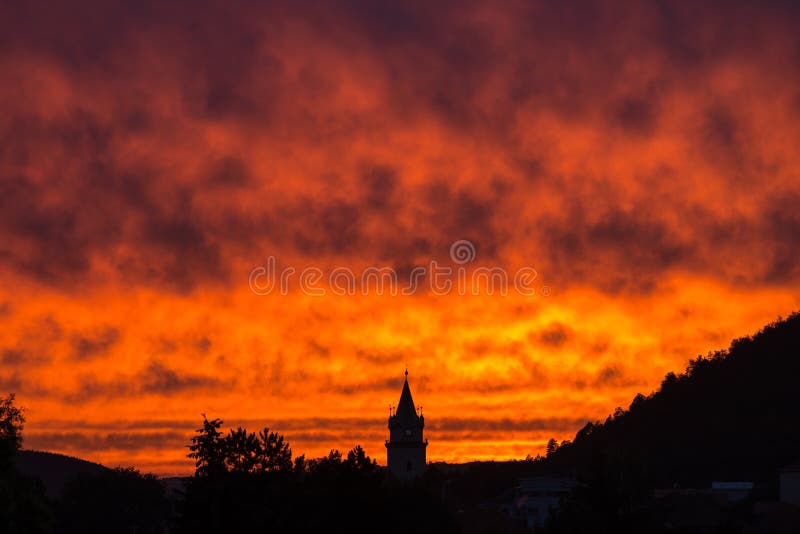 Single Temple Near a Beautiful Tree Forest Under the Beautiful Fire ...