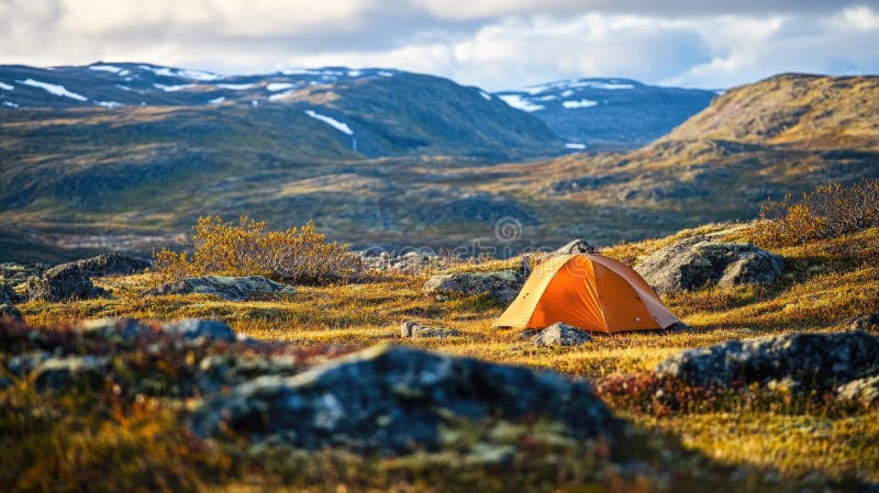 A Single Tent Standing in an Open Field Stock Image - Image of serene ...