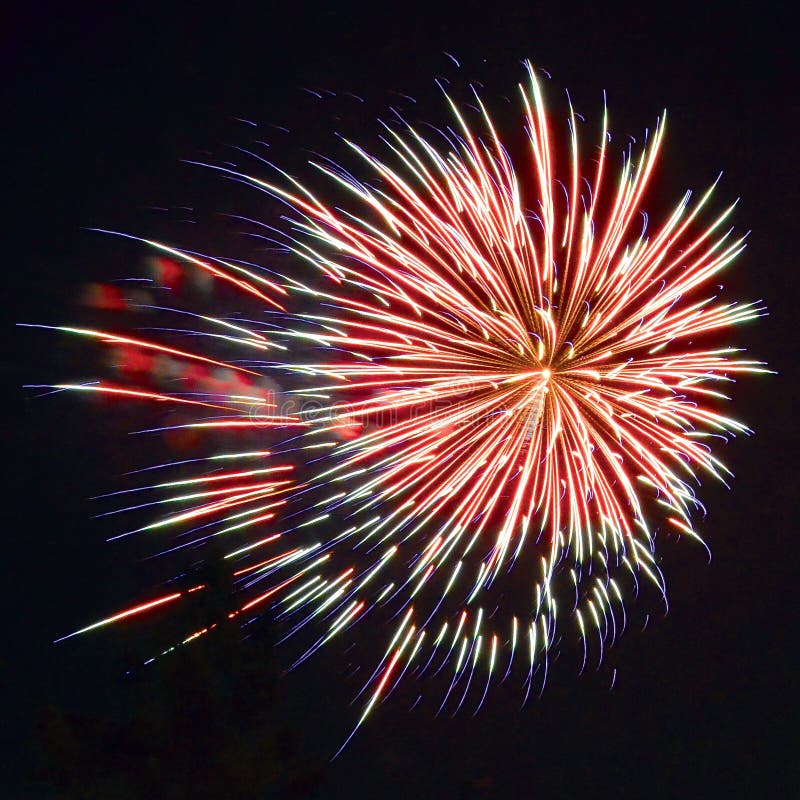 A Single 4th of July Firework Stock Image - Image of abstract, black ...