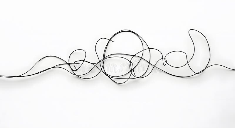Abstract Tangled Black Line Creating an Intricate Winding Pattern on a ...