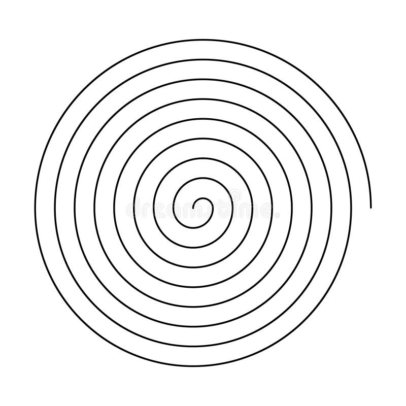Single Thin Line Spiral. Line in Circle Form. Thin Black Spiral Symbol ...