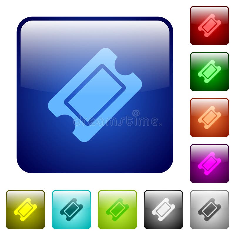 Single Ticket Color Square Buttons Stock Vector - Illustration of event ...