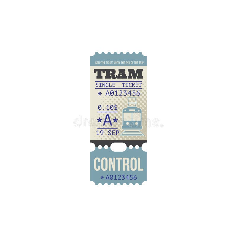 Single Ticket on Tram Class a, Control Line, Pass Stock Vector ...