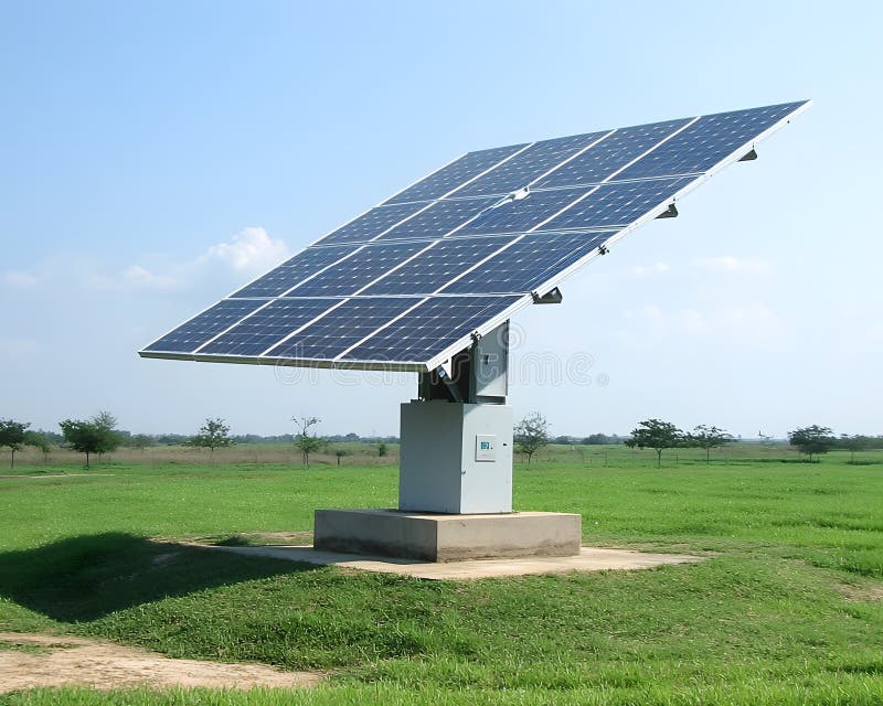 Single Tilted Solar Panel Energy System in Green Good Resolution Stock ...
