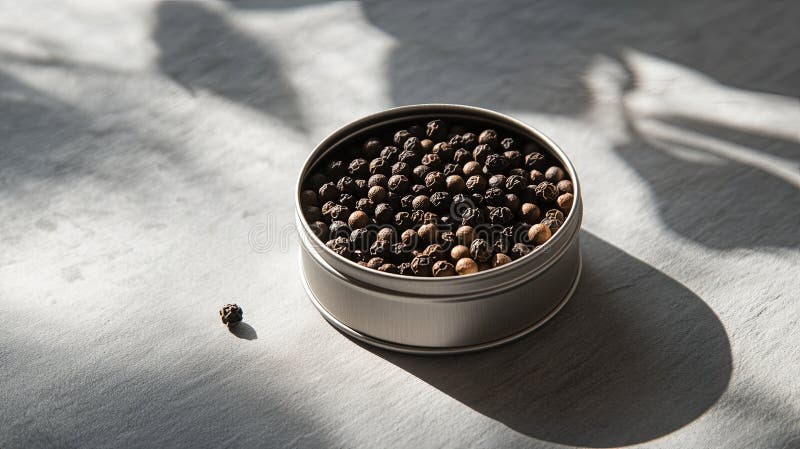 Single Tin Black Pepper Styled Neutral Gray Slate Stock Photos - Free ...