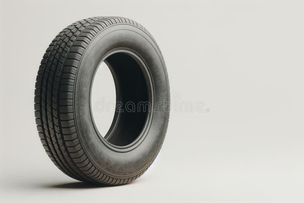 Single Tire on a Light Background. Space for Text. Stock Photo - Image ...